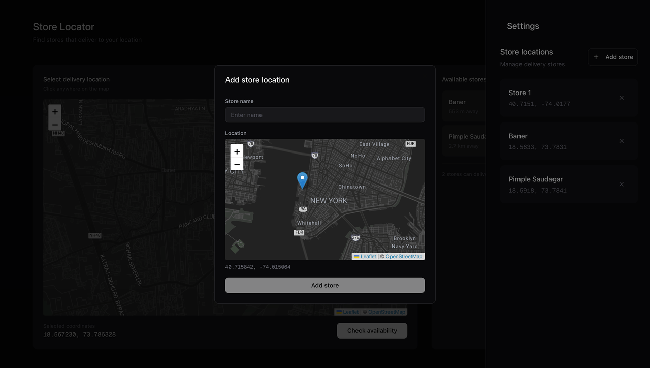 Build a “delivery store locator” using Spatial Columns in Appwrite ...