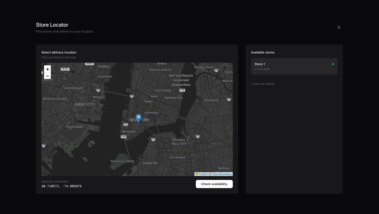 Build a “delivery store locator” using Spatial Columns in Appwrite ...