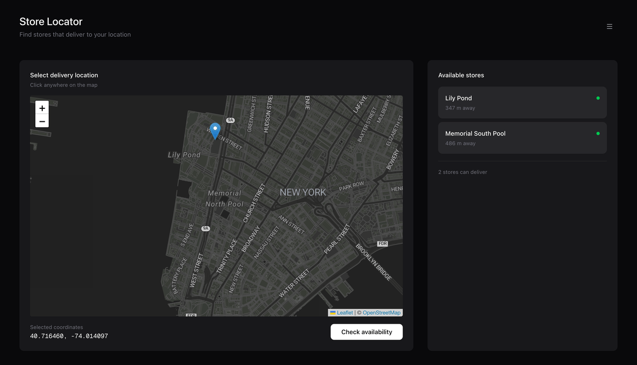 Build a “delivery store locator” using Spatial Columns in Appwrite ...