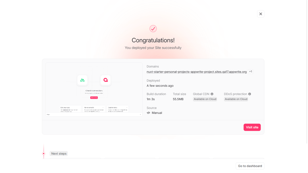 How To Setup The Nuxt Starter Template On Appwrite Sites Appwrite