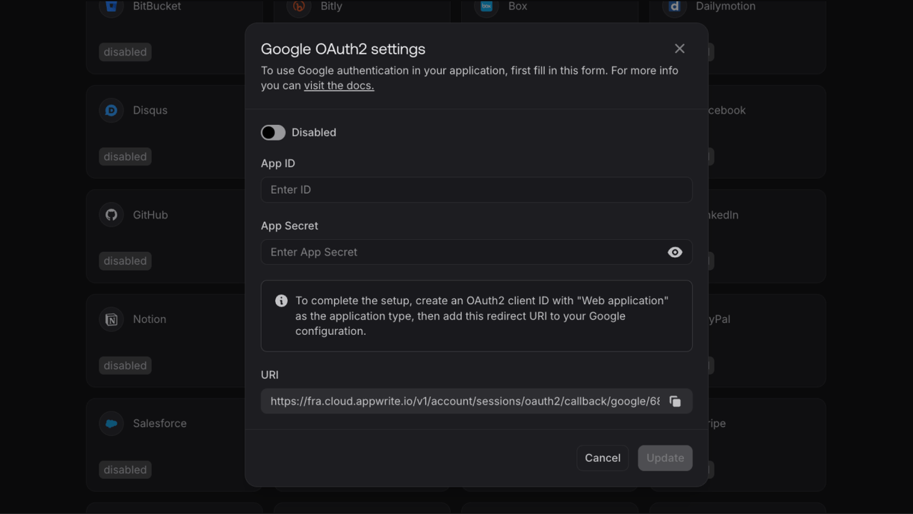 Setting up “Sign in with Google” in your app - Appwrite